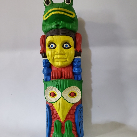 Unbranded | Art | Vintage Ceramic Pottery Tiki Totem Pole Hand Painted ...